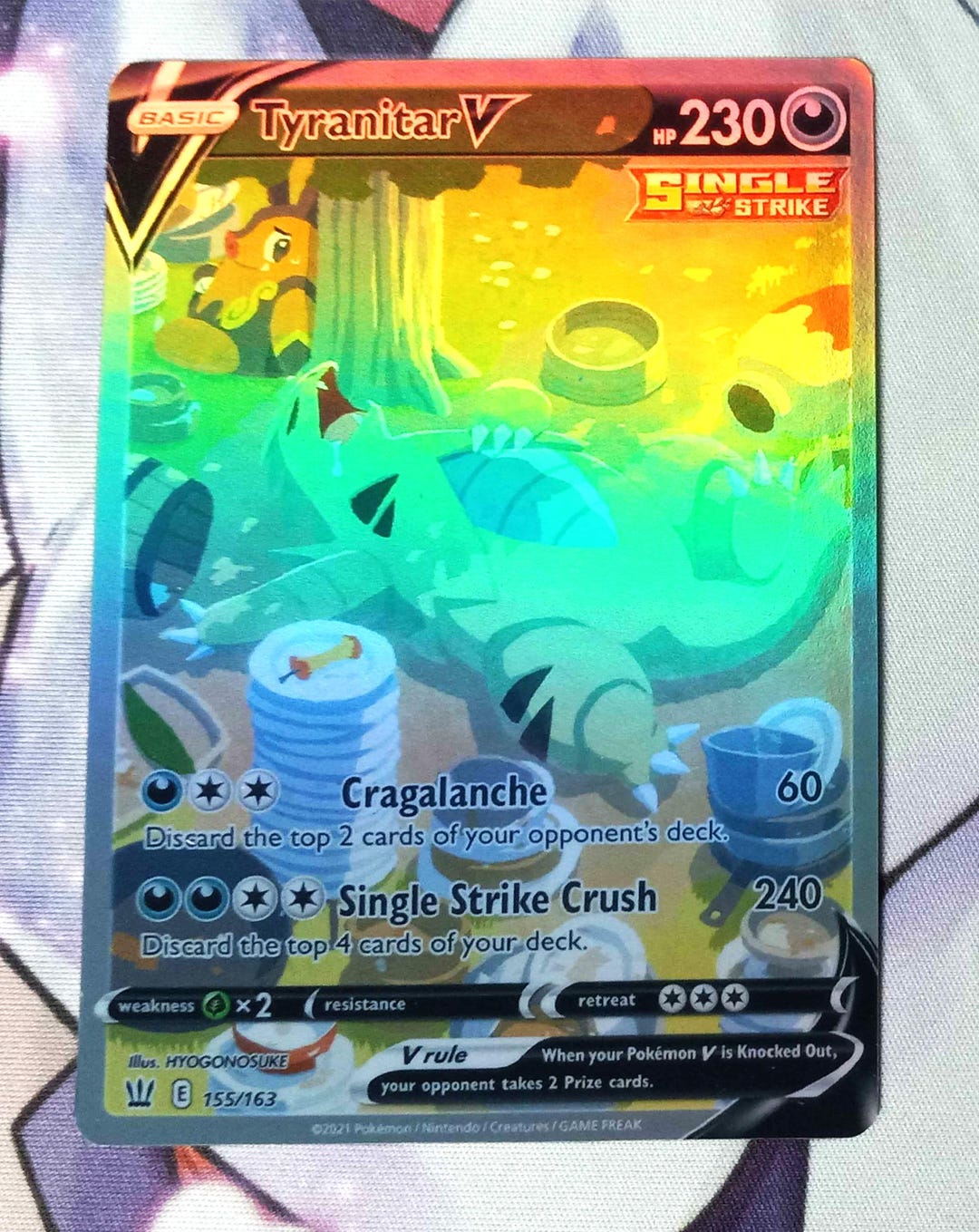 Tyranitar V Alt Full Art 155/163 Battle Styles Proxy Pokemon TCG - Etsy