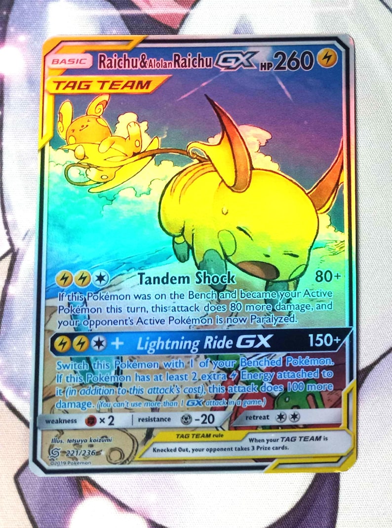 Raichu Alolan Raichu GX Alt Full Art 221/236 Unified Minds Proxy ...