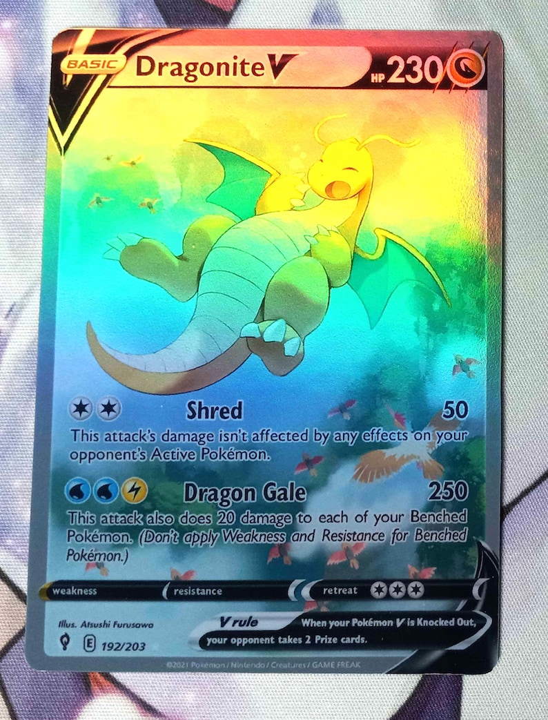 Dragonite V Alt Full Art 192/203 Evolving Skies Proxy Pokemon TCG - Etsy