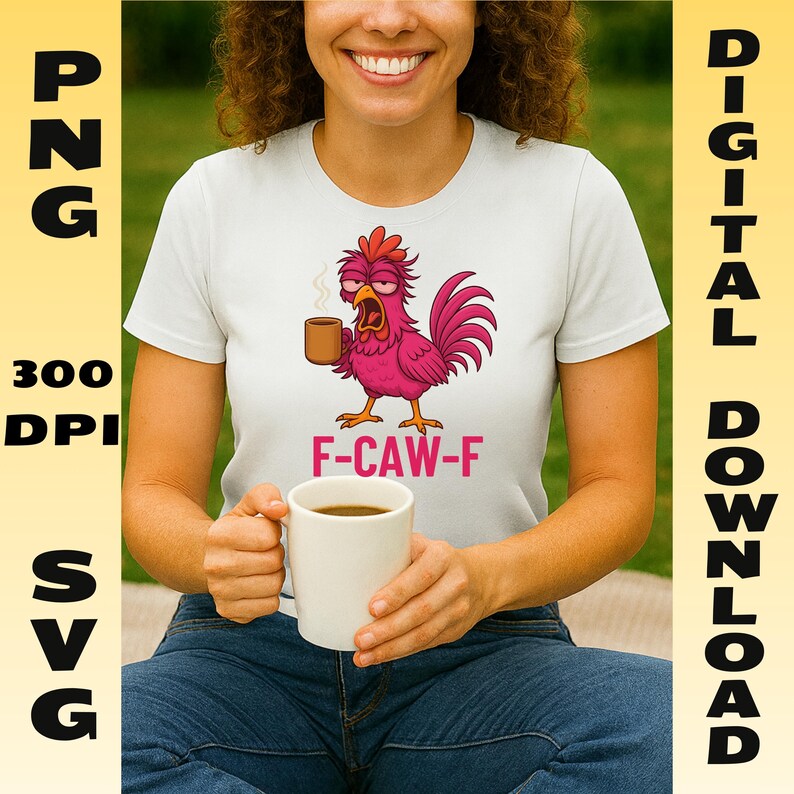 Funny Pink F-caw-f Chicken PNG | Screaming Rooster Meme Clipart | Crazy ...