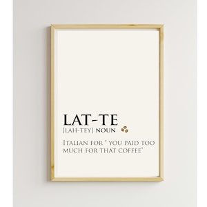 Latte Definition Digital Print ,printable Funny Quote Saying, Coffee ...