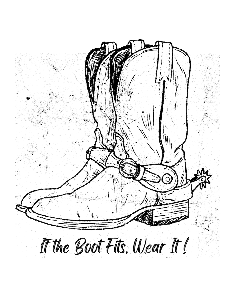 Cowboy Boot Digital Print, Cowboy Black and White Boot Print, Western ...
