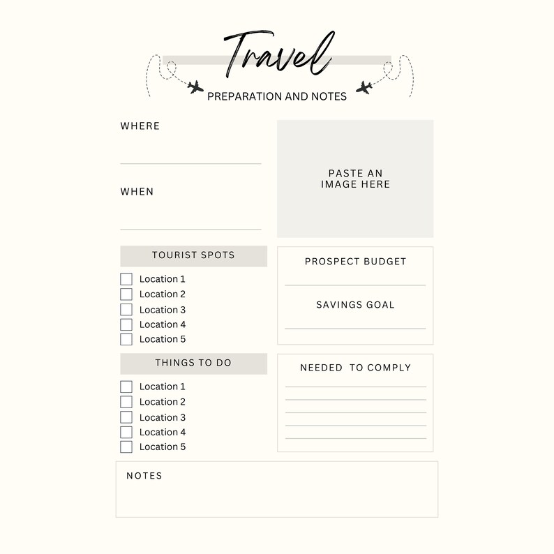 Bucket List Digital Simple Printable Planner, Travel Bucket List, Book ...