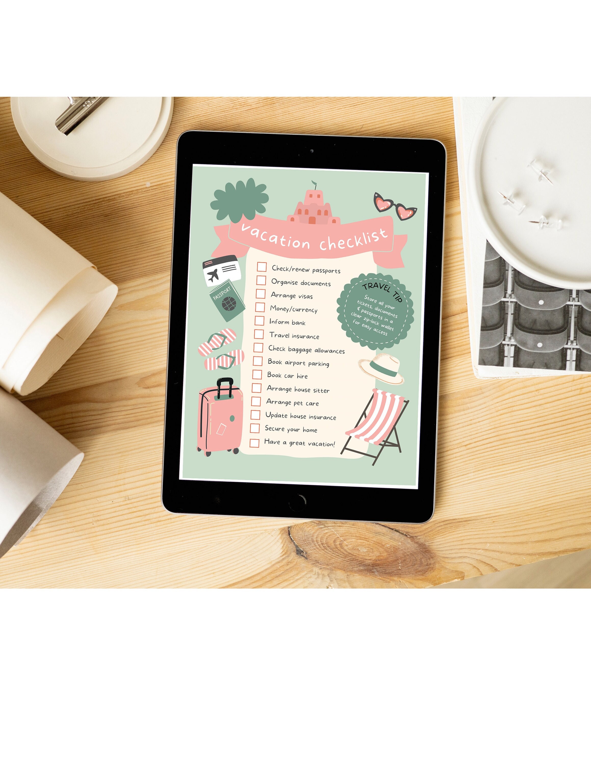 Vacation Checklist Printable Digital Trip Organizer, Vacation Planning ...