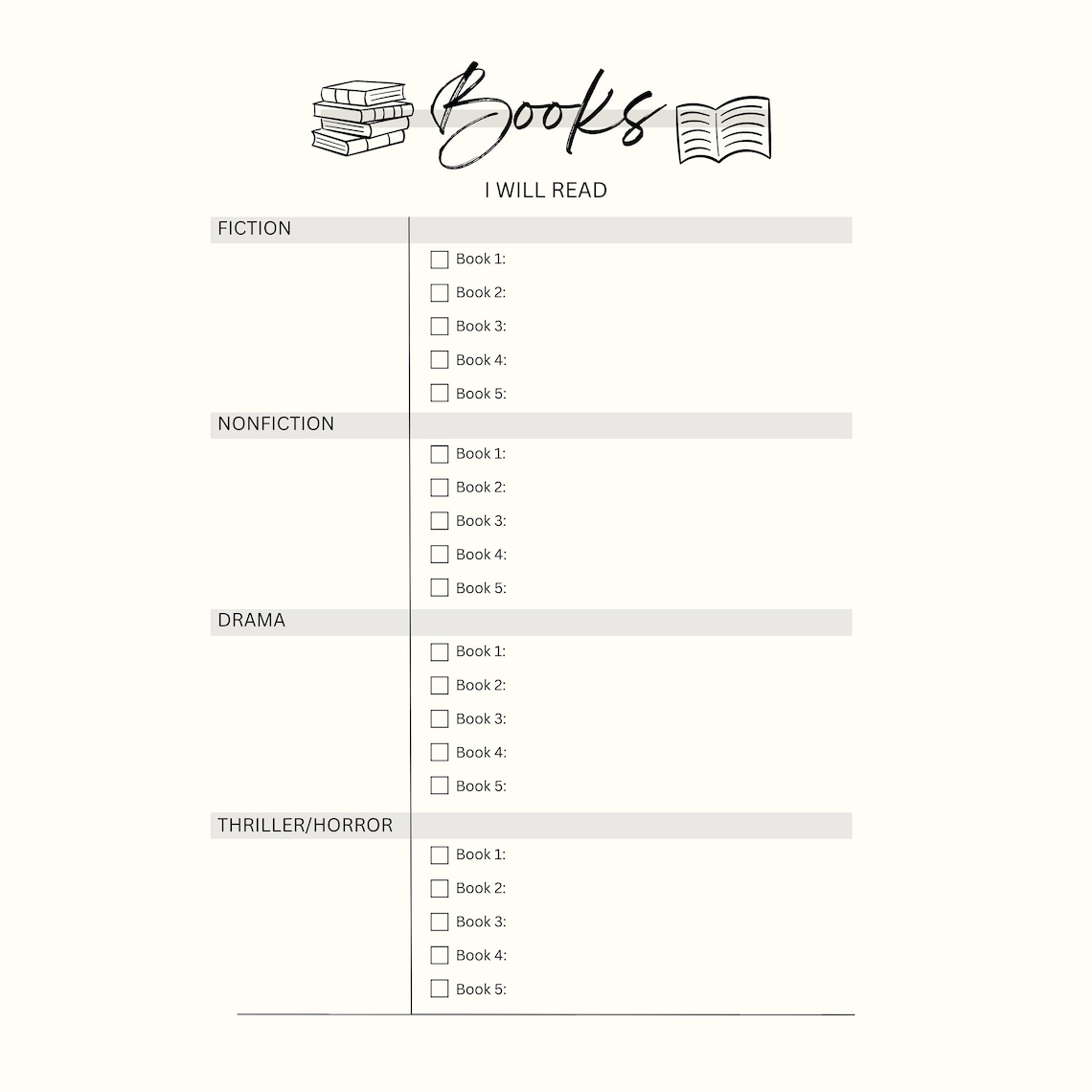 Bucket List Digital Simple Printable Planner, Travel Bucket List, Book ...