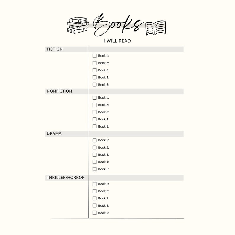 Bucket List Digital Simple Printable Planner, Travel Bucket List, Book ...