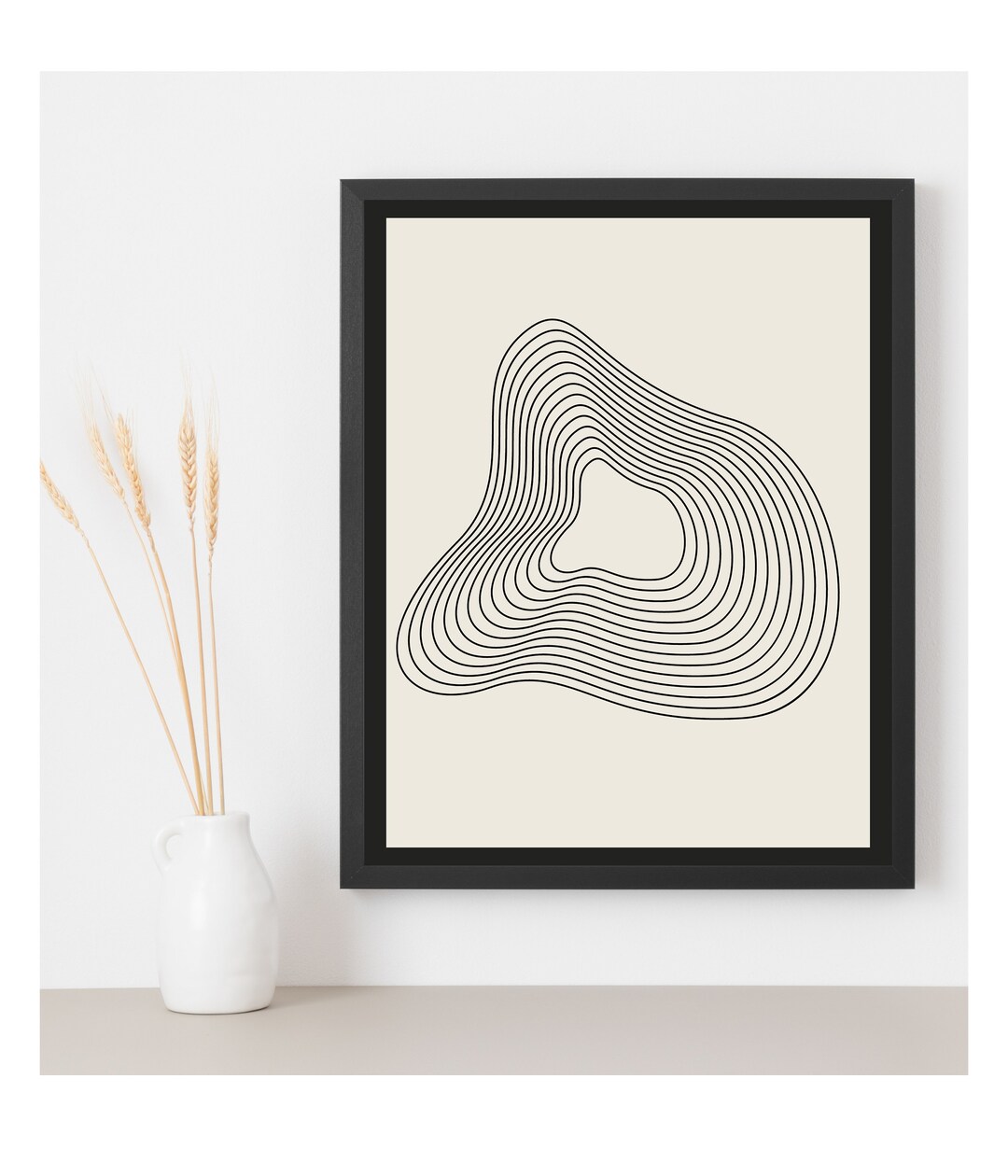 Abstract Line Modern Wall Art, Printable Black, Neutral Contemporary ...