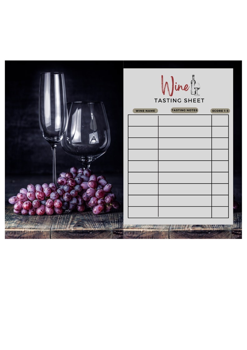 Wine Rating Digital Sheet, Wine Score Cards, Wine Enthusiasts Tasting ...