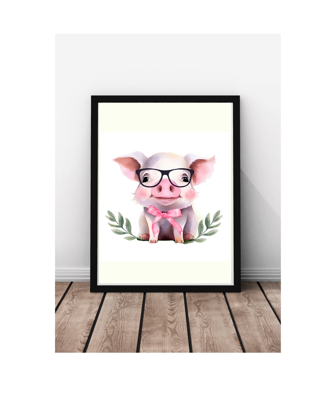 Coquette Chic, Pink Pig With Glasses Printable Art,quirky, Fun Animal ...