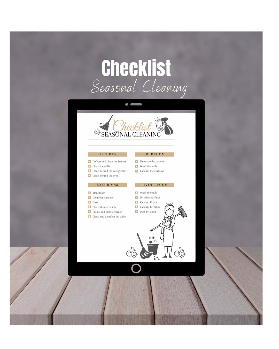 Cleaning Seasonal Checklist Digital Download, Seasonal 1 Page Planner ...