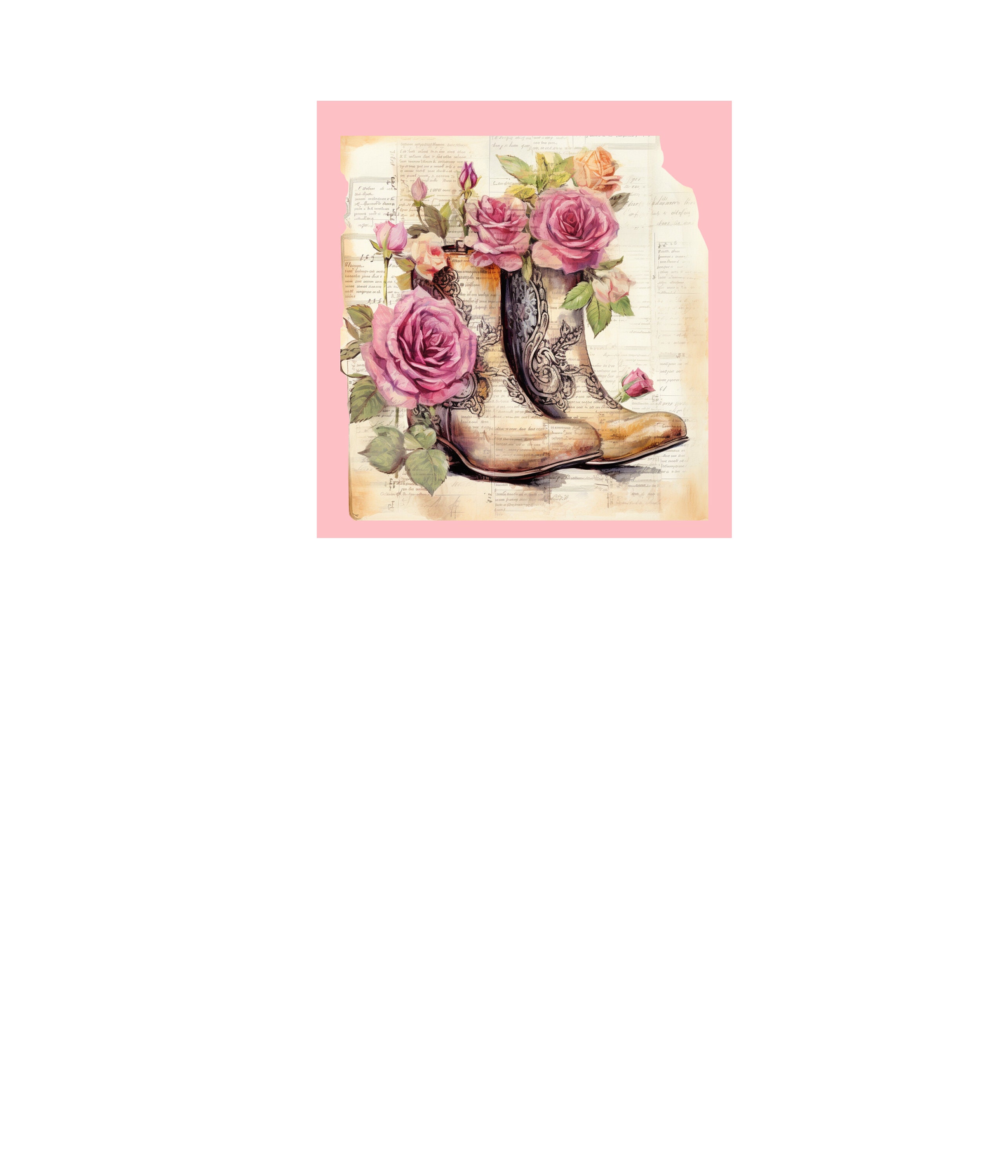 Vintage Style Rose Cowboy Printable, Printable Western Decor, Rustic ...