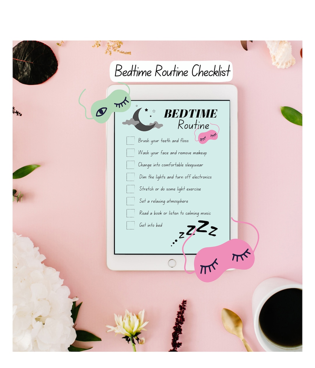 Bedtime Routine Checklist, Digital Download, Night Time Routine Tracker ...