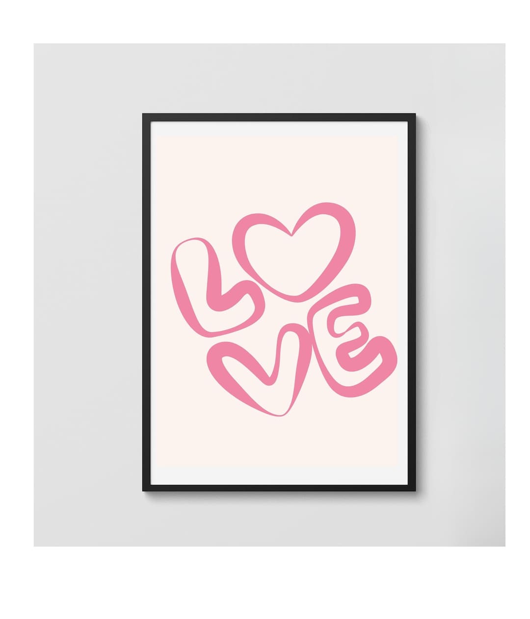 Pink Valentine Love Sign, Digital Listing Wall Printable, Home Decor ...