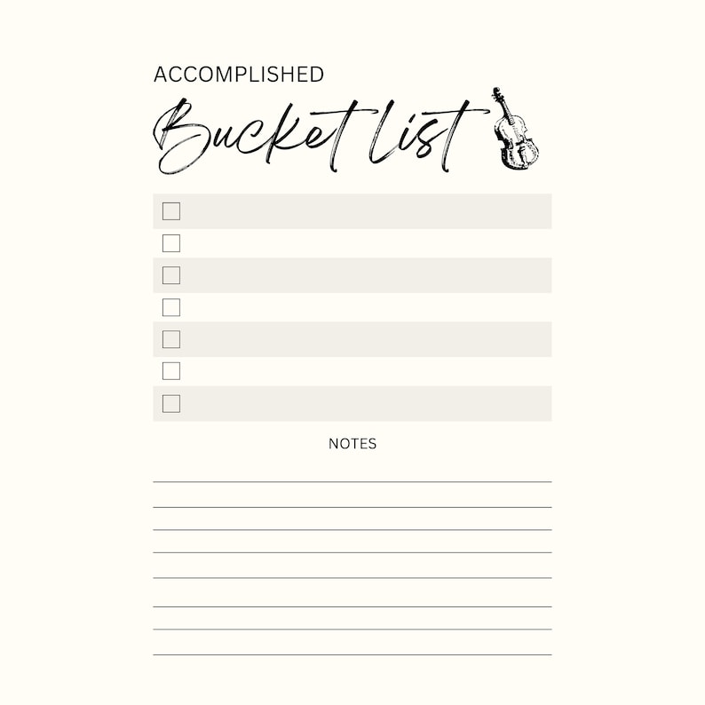 Bucket List Digital Simple Printable Planner, Travel Bucket List, Book ...