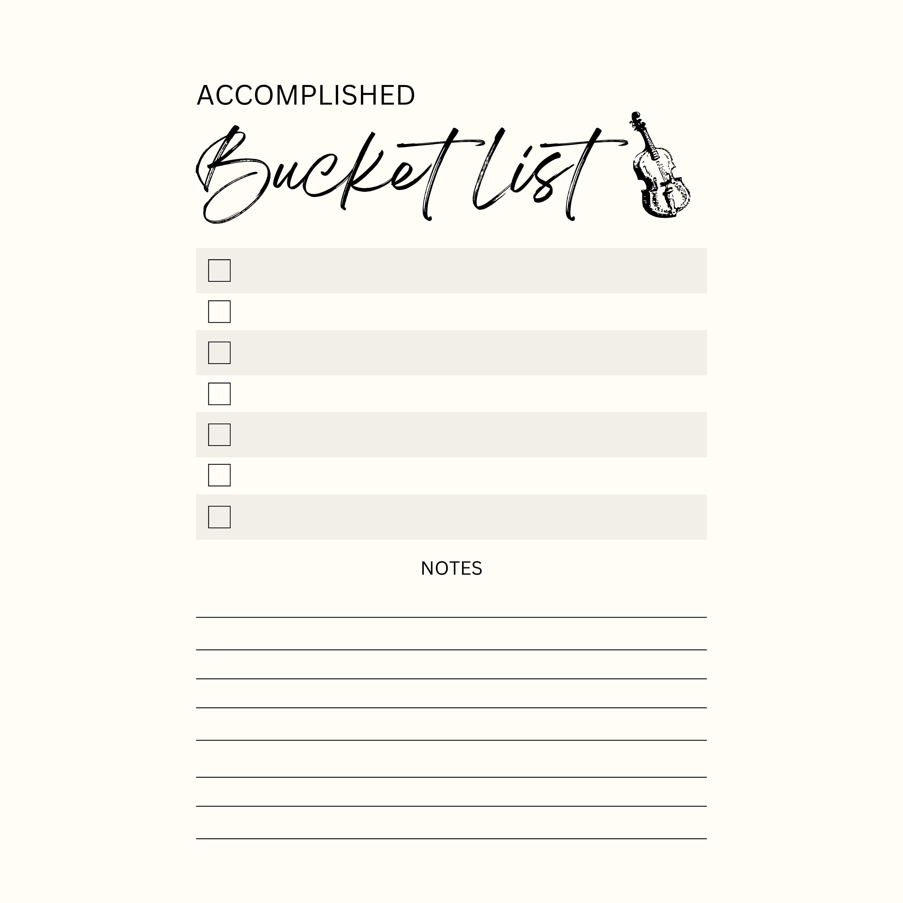 Bucket List Digital Simple Printable Planner, Travel Bucket List, Book ...