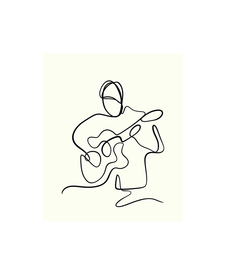 Minimalist Guitar Line Art Man, Abstract Musical Wall Print,modern Home ...