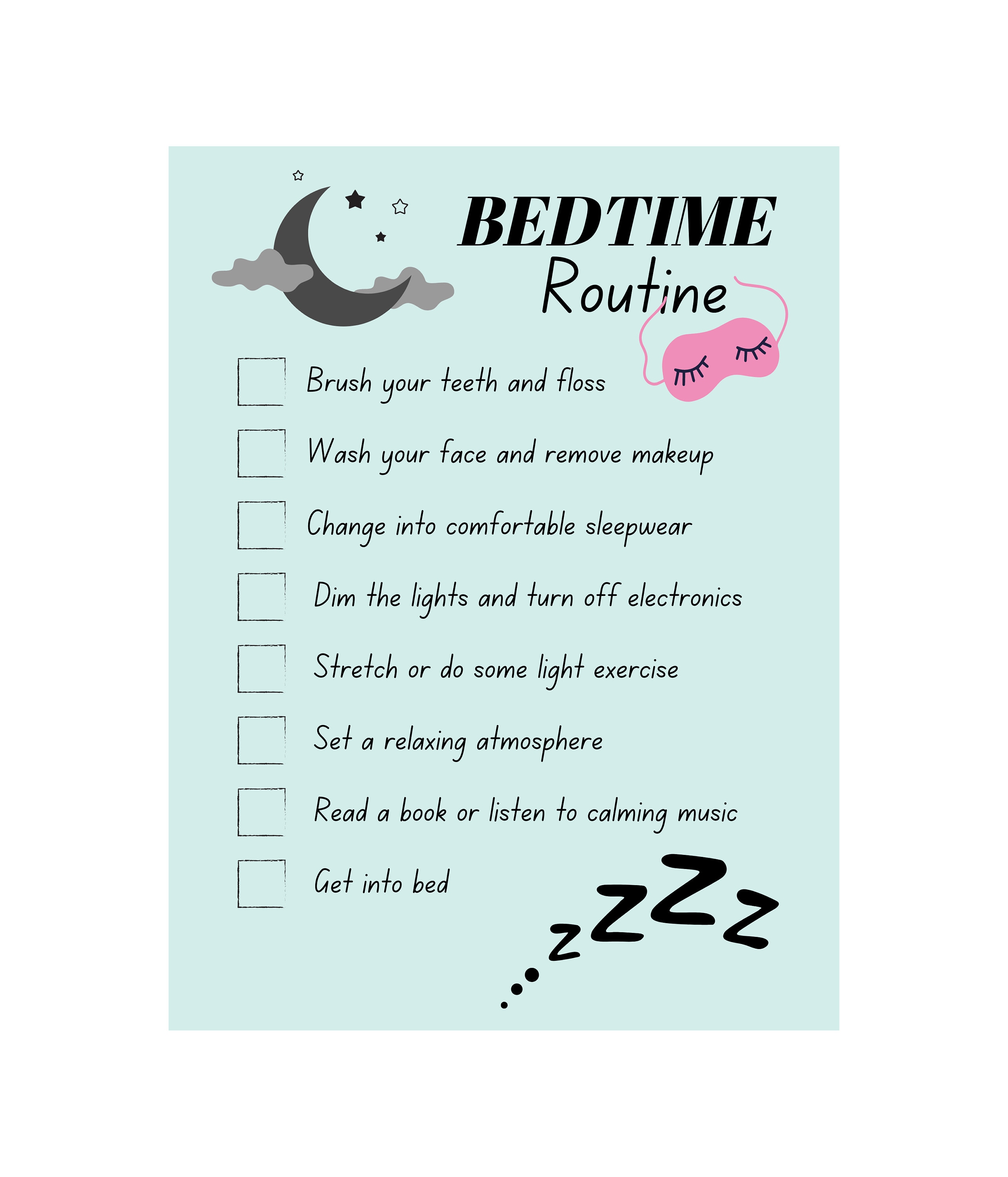 Bedtime Routine Checklist, Digital Download, Night Time Routine Tracker ...