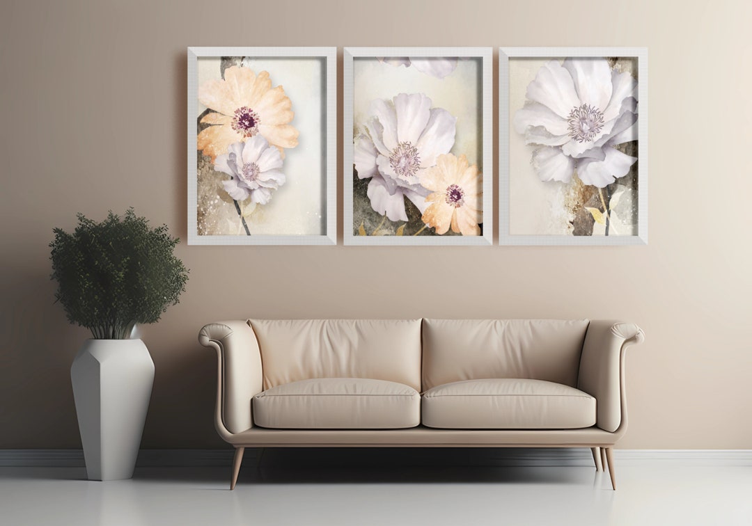 Above Bed Decor, Set of 3 Prints. Colorful Wall Art, Extra Large Wall ...