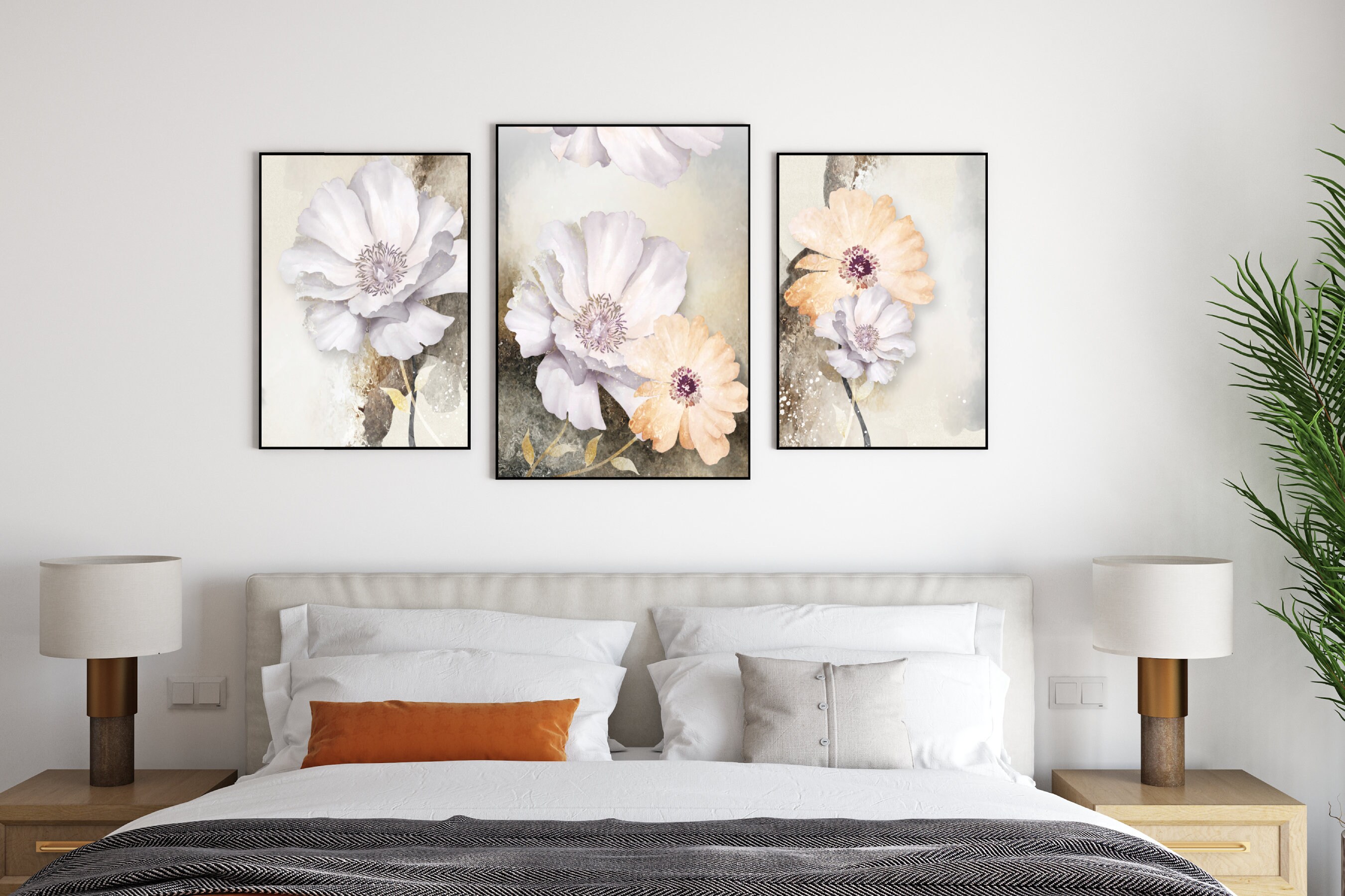 Above Bed Decor, Set of 3 Prints. Colorful Wall Art, Extra Large Wall ...