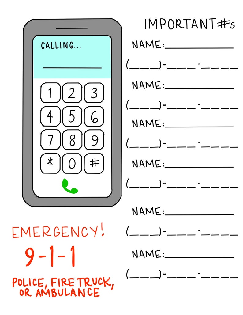 Learn Phone Number Printable for Kids, Kindergarten Skills Printable ...
