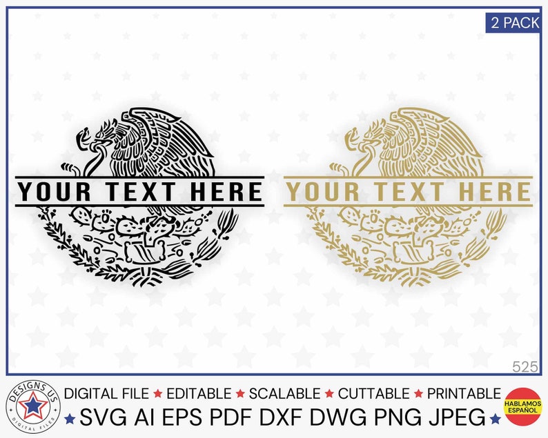 MEXICAN Coat of Arms SPLIT Monogram Svg Mexican Eagle Flag Svg Mexico Png Dxf Mexico Frame ...
