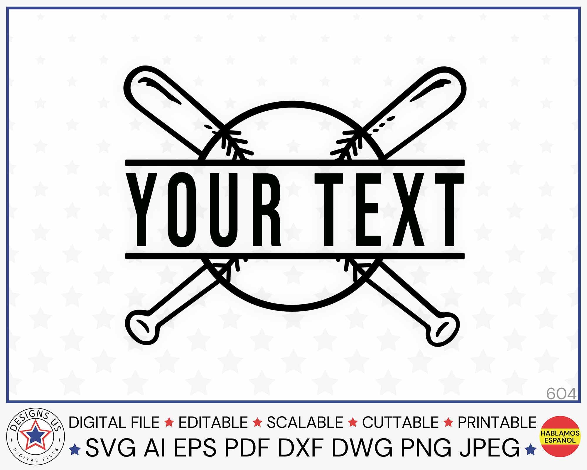 BASEBALL Split Name MONOGRAM Svg Baseball Mom Crossed Baseball Bats ...