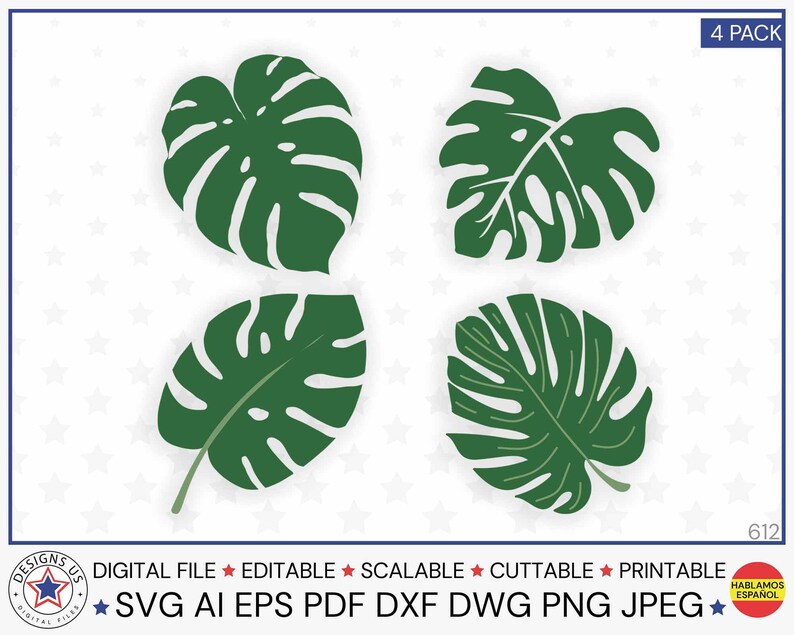 Monstera SVG Pack, Tropical Leaves Svg, Monstera Clipart, Monstera Leaf ...