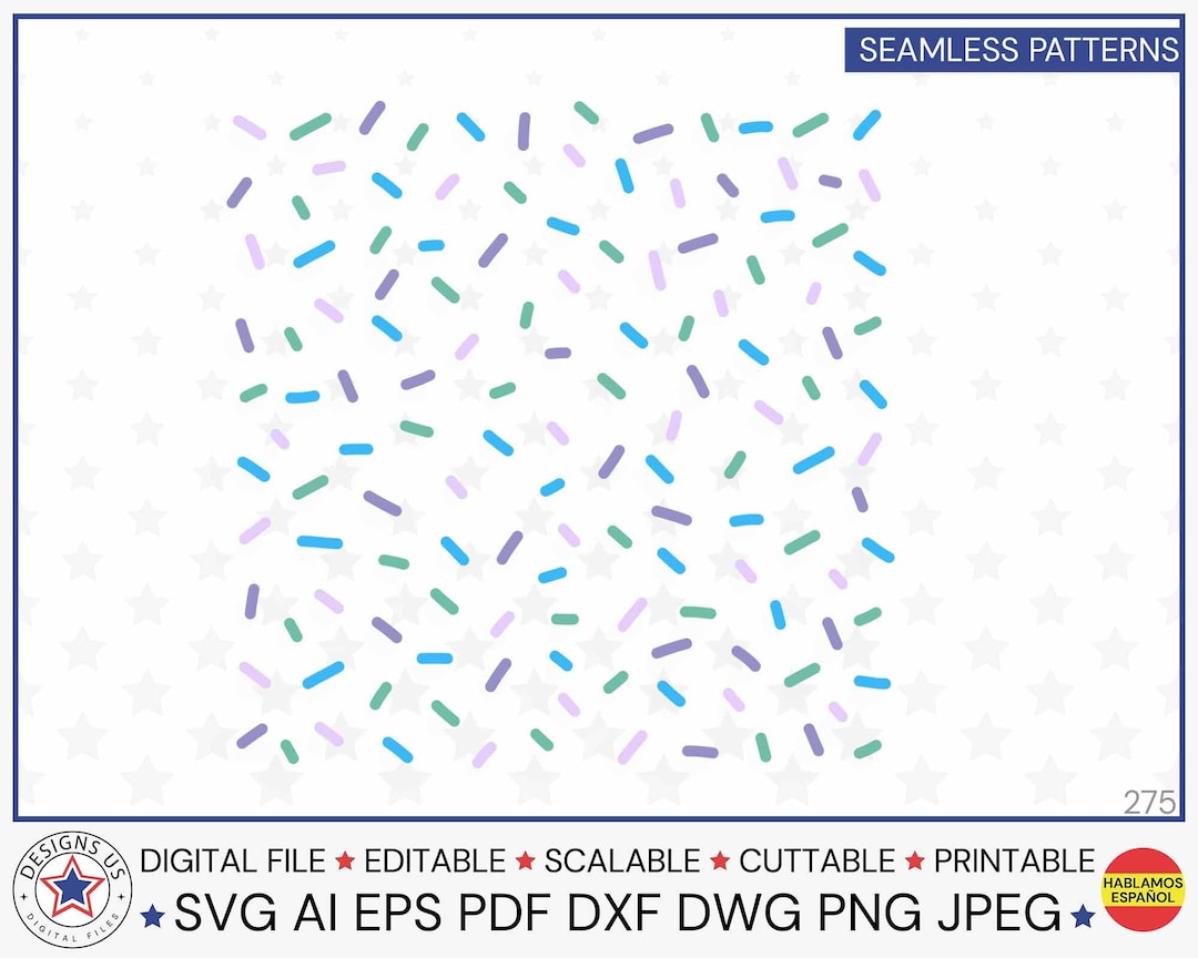 Blue SPRINKLE Seamless Pattern SVG, Confetti Bakery Donuts Cookie Cake ...