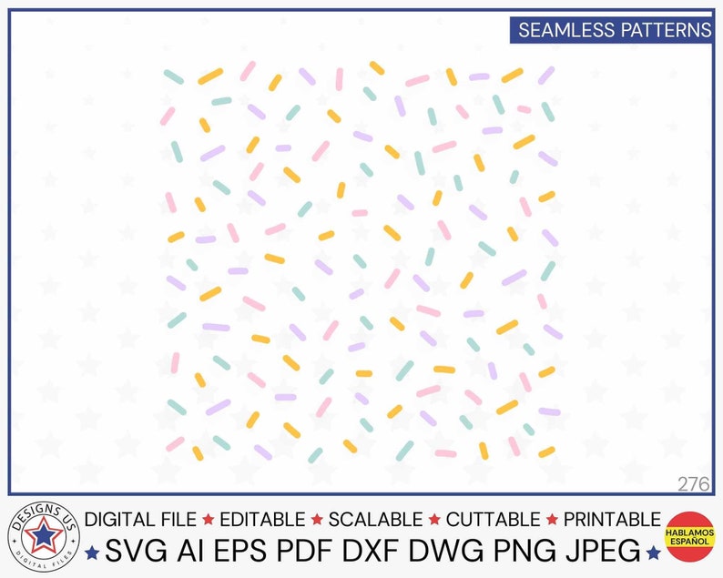 Pink SPRINKLE Seamless Pattern SVG, Confetti Bakery Donuts Cookie Cake ...