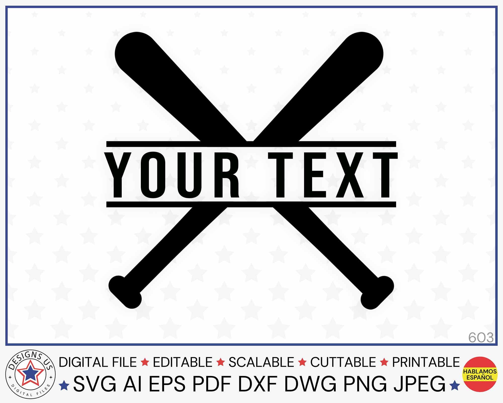 BASEBALL BAT Split Name MONOGRAM Svg Baseball Mom Crossed Baseball Bats ...