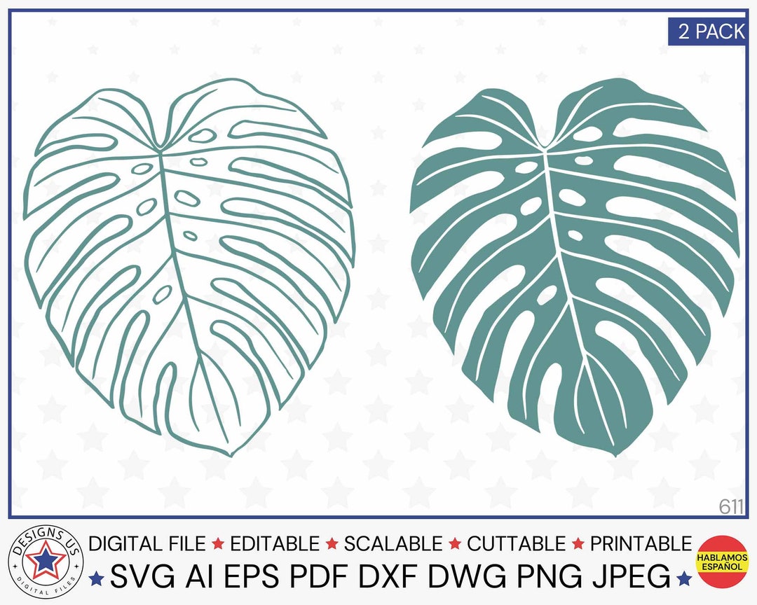 2 Monstera SVG Pack, Tropical Leaves Svg, Monstera Clipart, Monstera ...