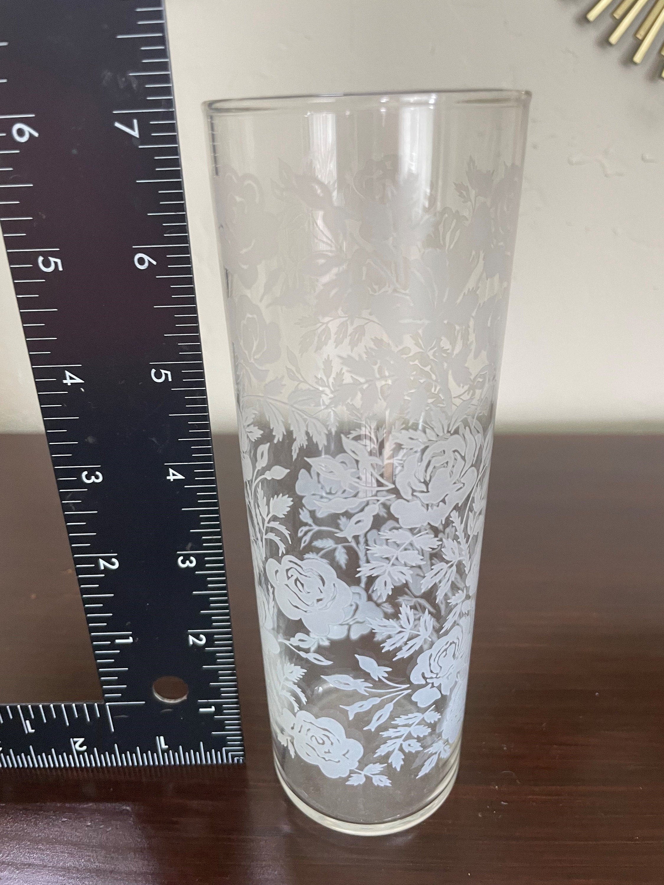 Elegant Vintage Libby Twining Rose Etched Tea Glass Set - 5-piece ...