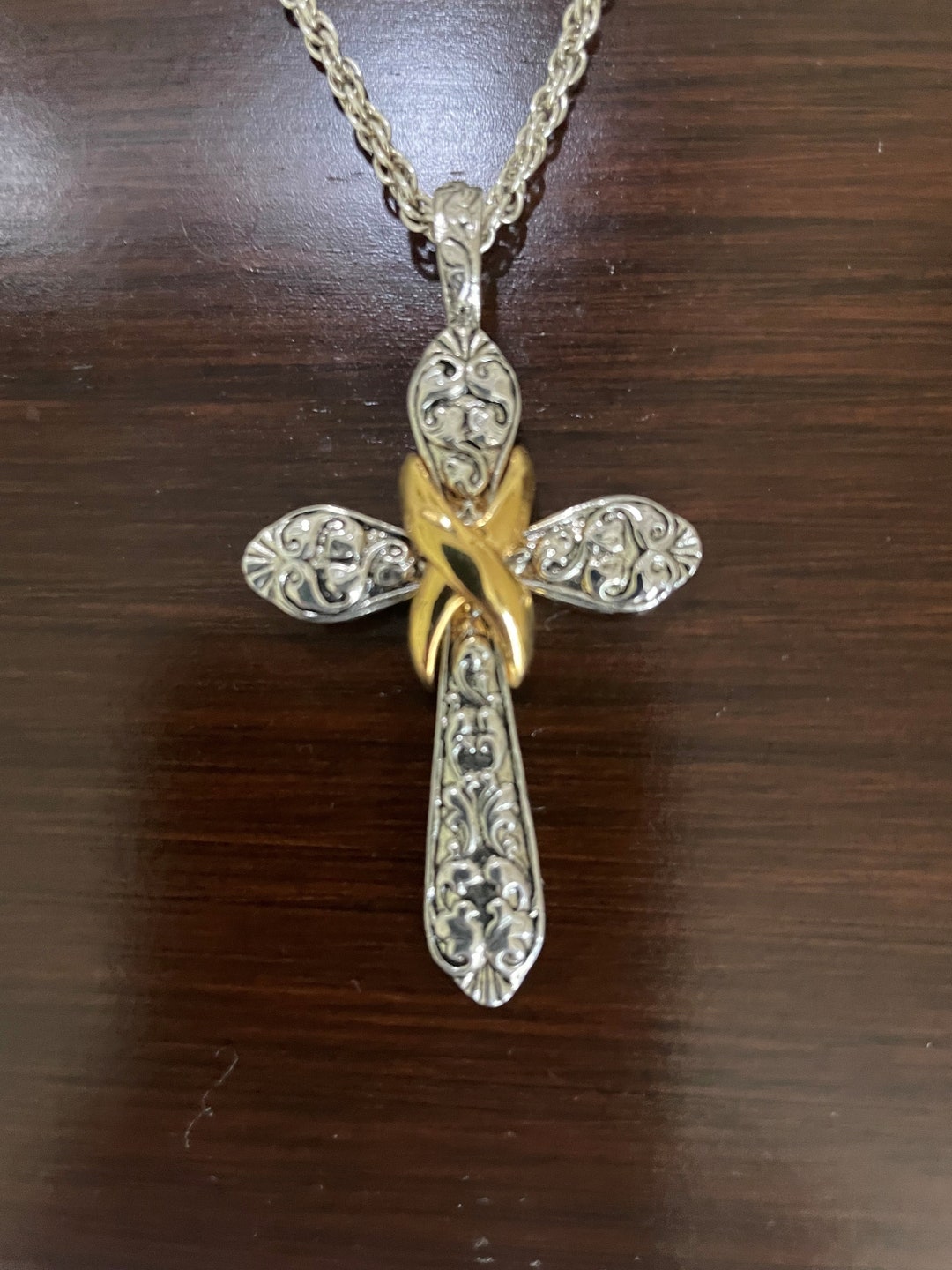 Vintage Premiere Designs Silver Tone Amulet With Gold Tone Accent 26 ...