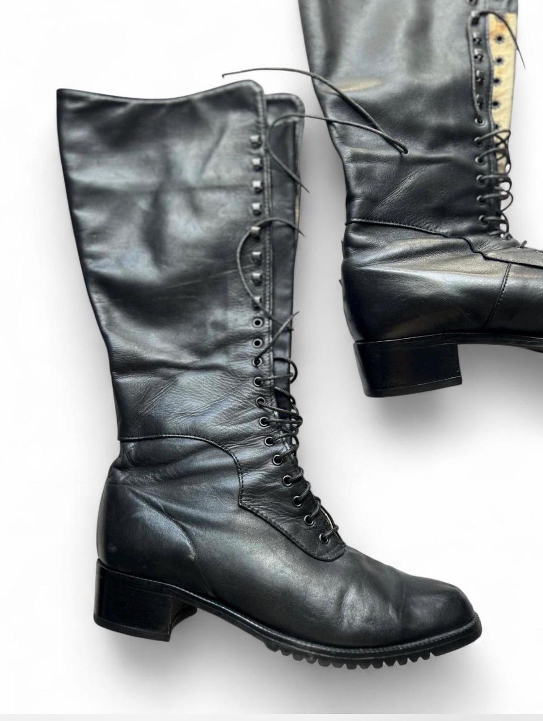 Vintage Santana Tall Leather Moto Boots — Vibram Sole, GTO Italia Heel ...