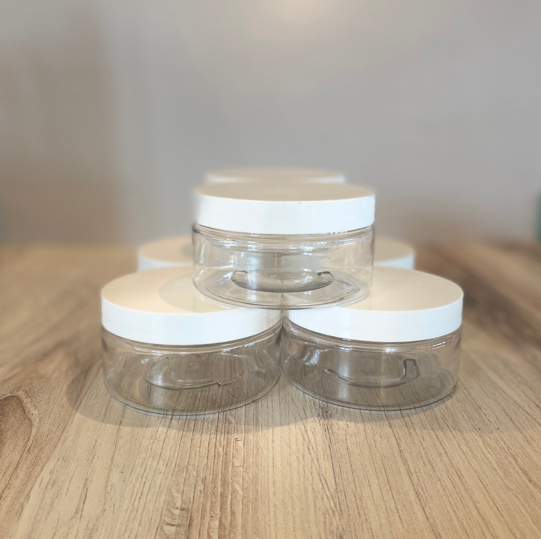 Set of 14 Clear Plastic Jars With White Lids 8 Oz Jars With Lids 8 Oz ...