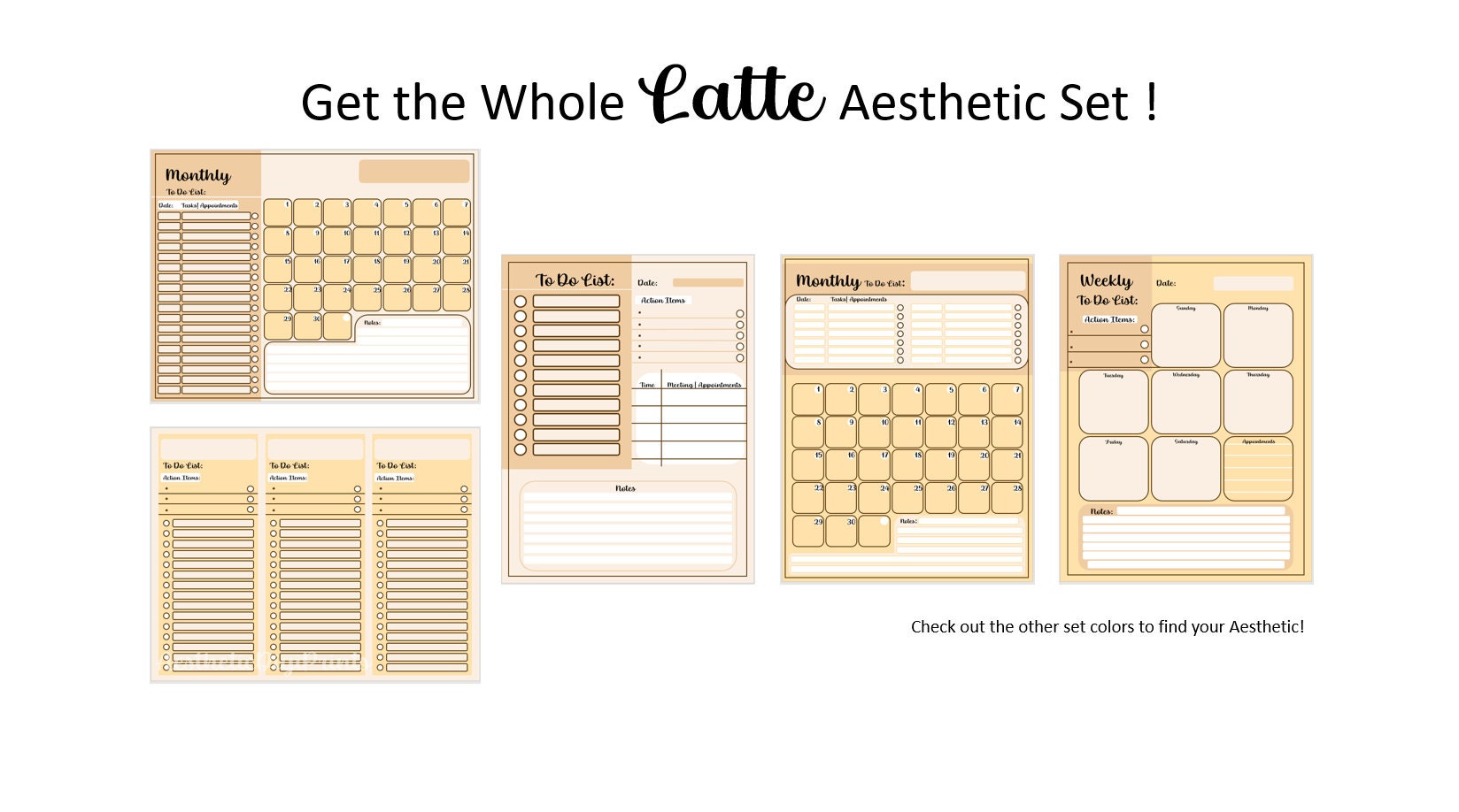 Aesthetic Monthly to Do List Portrait in Latte beige Digital Download ...
