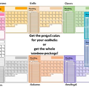 Aesthetic Monthly to Do List Calendar Landscape in Wynter blue Digital ...