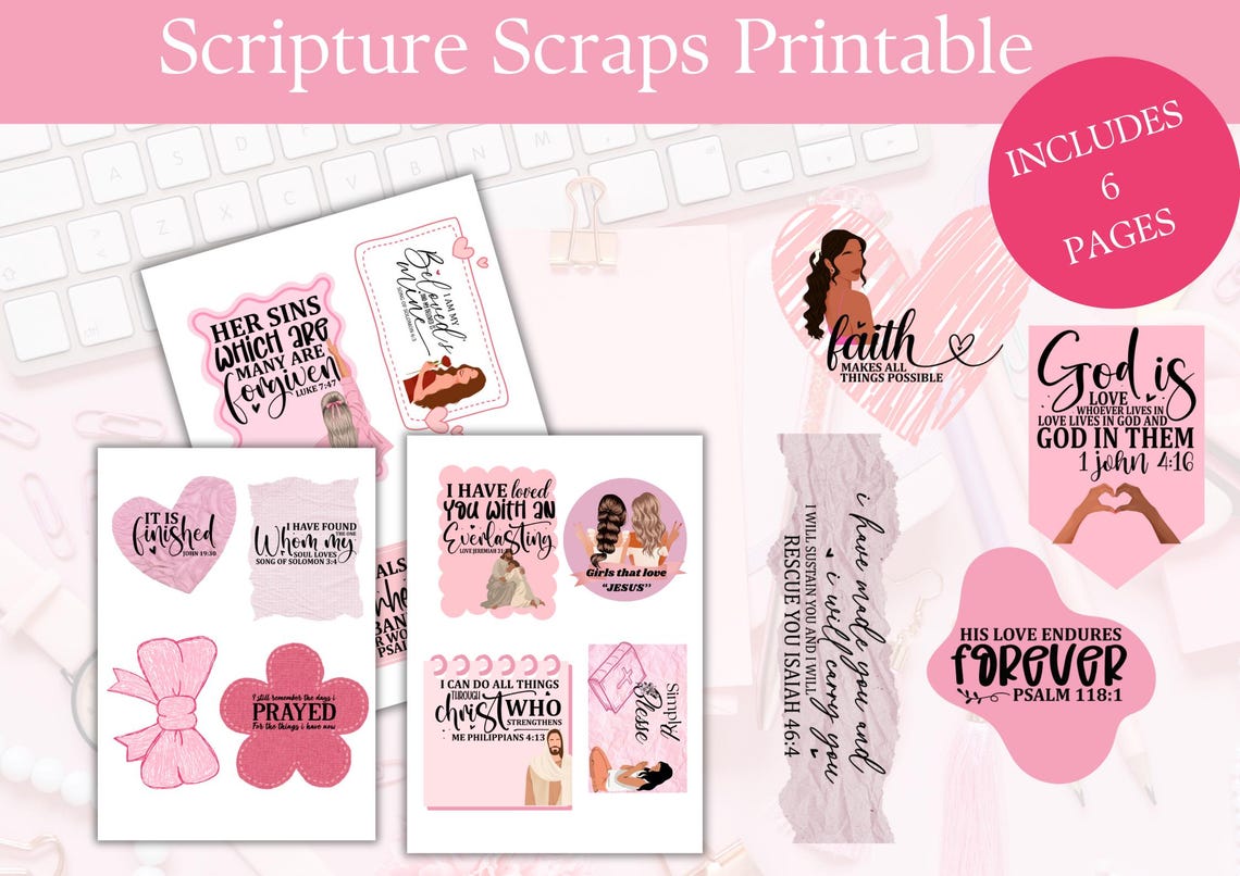 Scripture Scraps Printable, Girls Prayer Board Faith Bible Journal ...