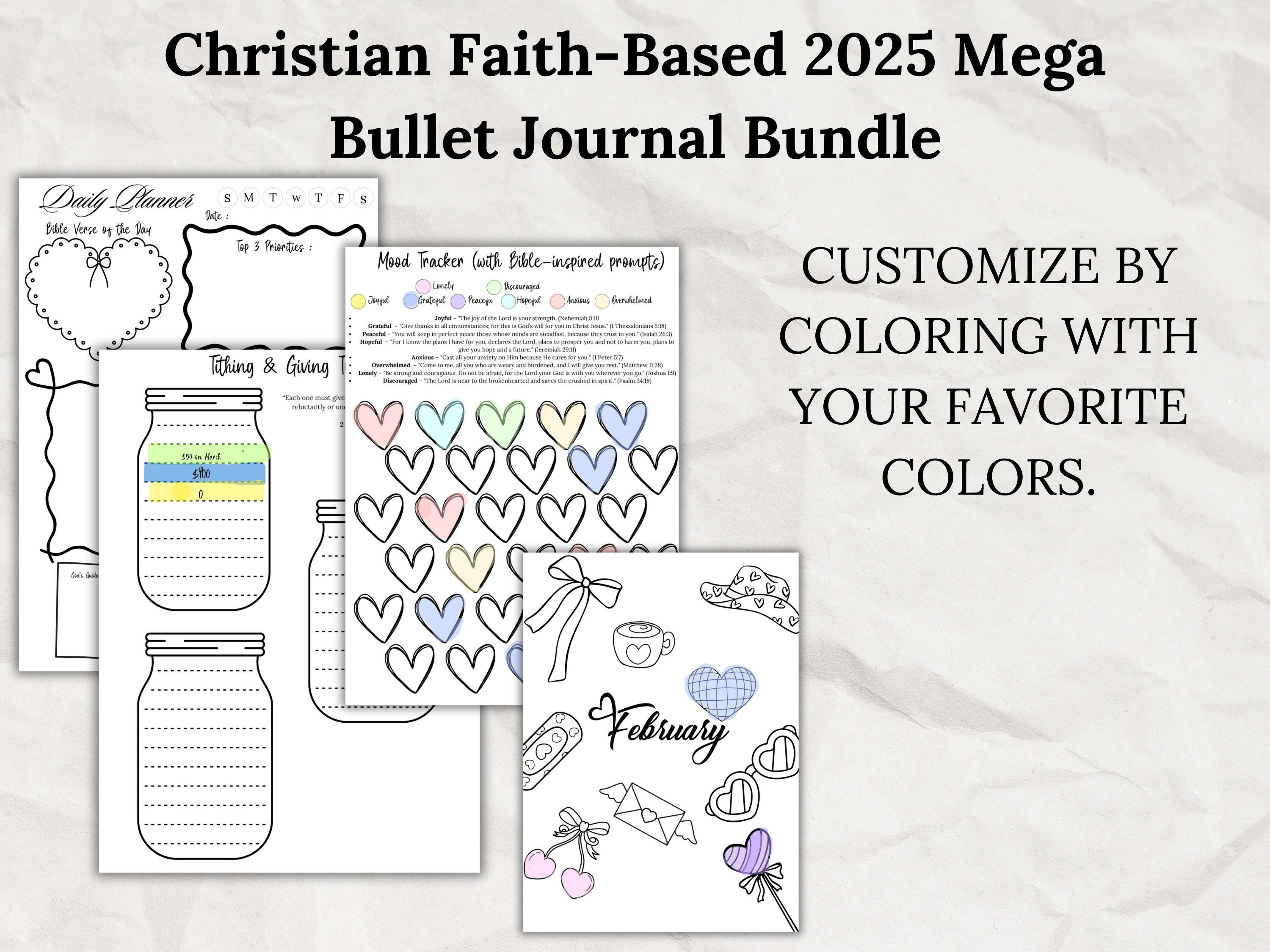 2025 Christian Mega Bullet Journal Bundle:30+ Printable Pages With ...