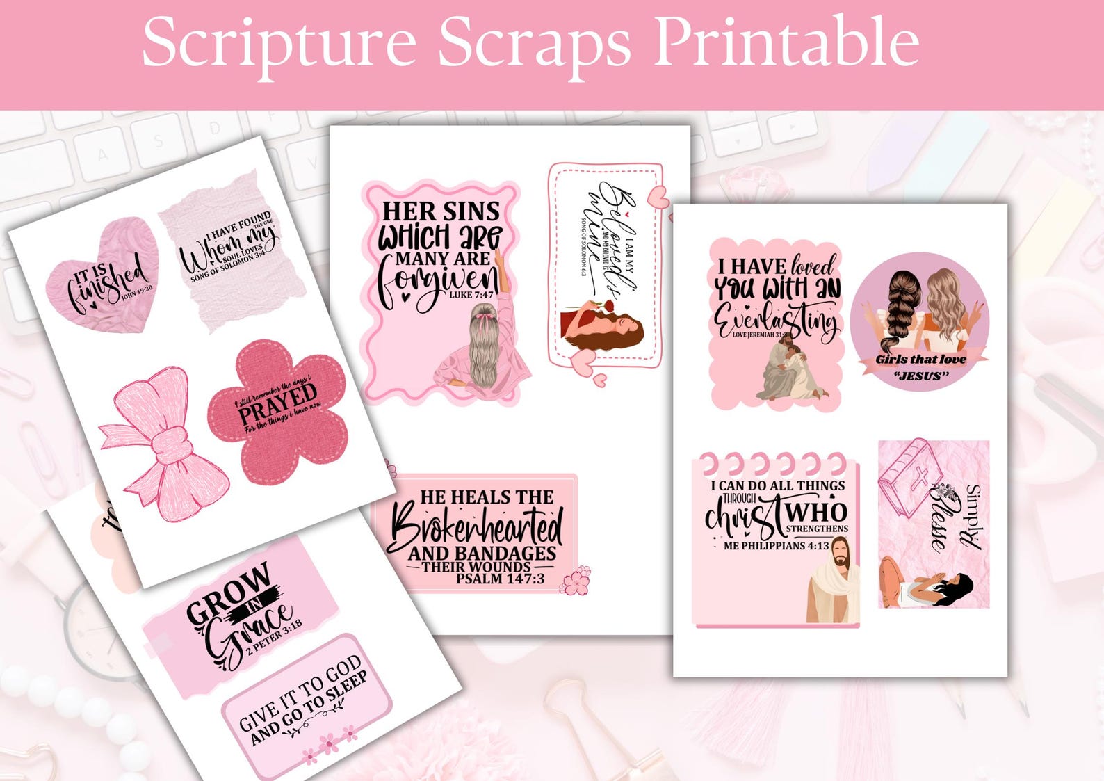 Scripture Scraps Printable, Girls Prayer Board Faith Bible Journal ...