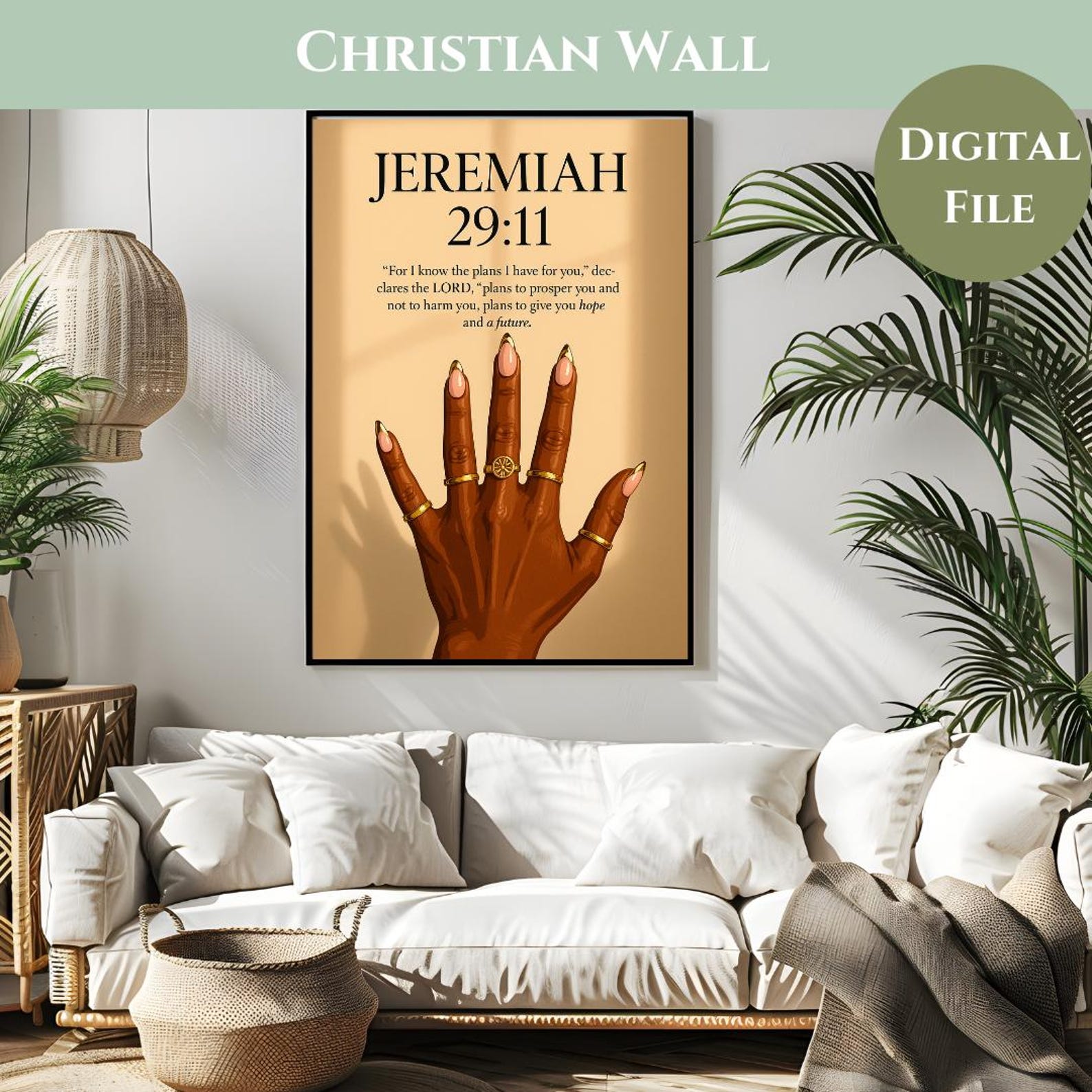 Christian Wall Art Jeremiah 29:11 Black Wall Art Jesus Faith Digital ...
