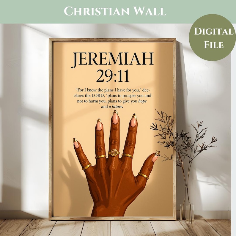 Christian Wall Art Jeremiah 29:11 Black Wall Art Jesus Faith Digital ...