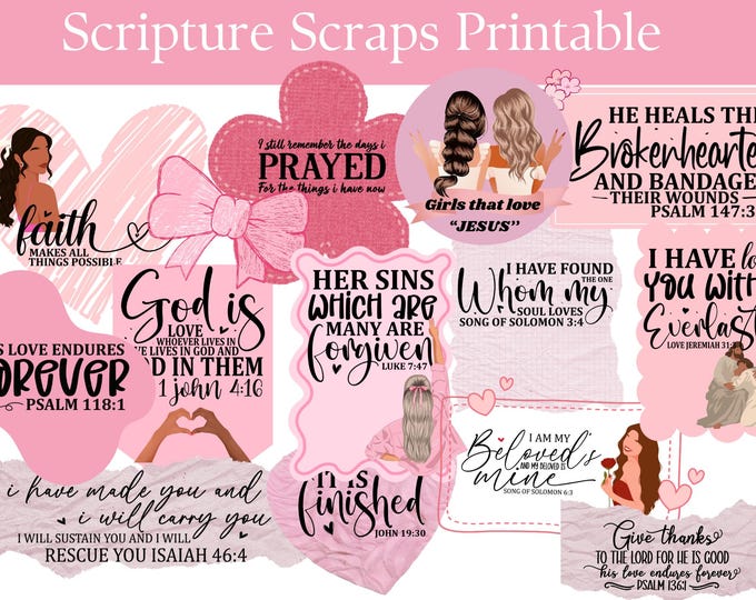Scripture Scraps Printable, Girls Prayer Board Faith Bible Journal ...