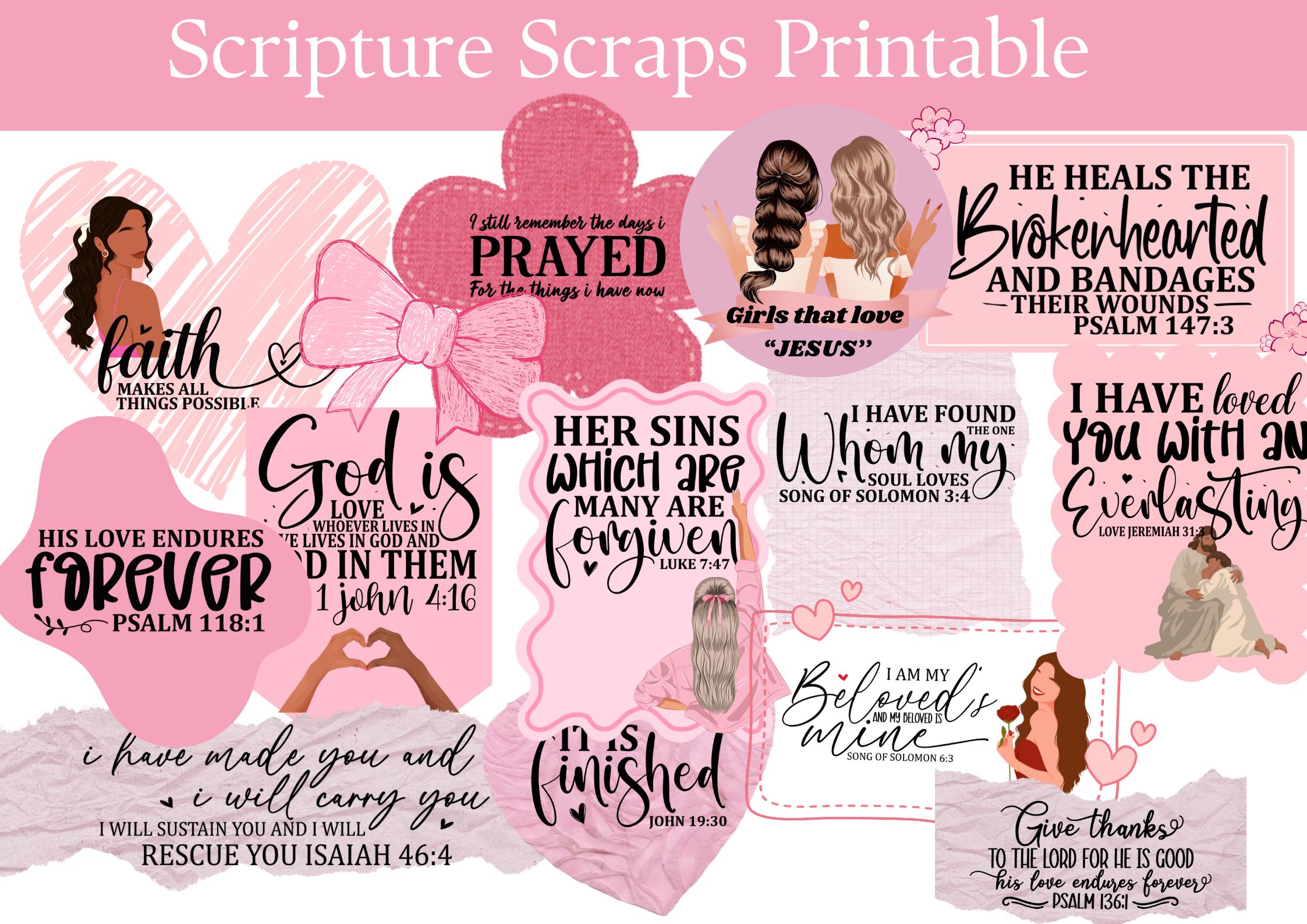 Scripture Scraps Printable, Girls Prayer Board Faith Bible Journal ...