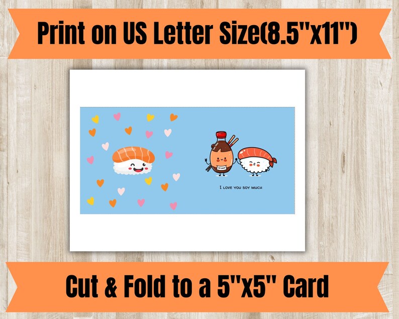 Cute Sushi Card Kawaii Card DIGITAL FILE Funny Birthday - Etsy