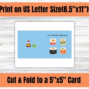 Cute Sushi Roll Card - DIGITAL FILE | Kawaii Card, Kawaii Birthday Card ...