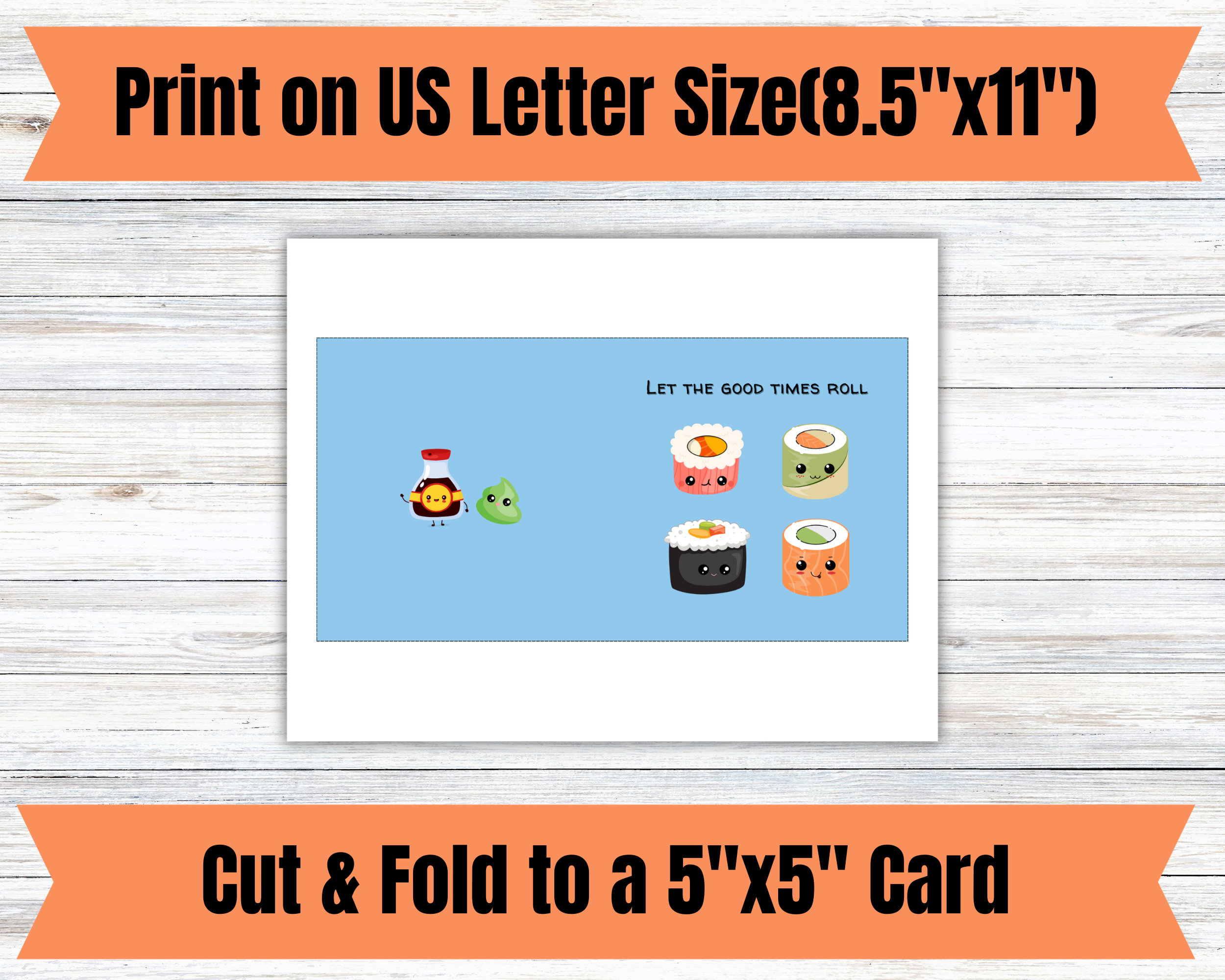 Cute Sushi Roll Card - DIGITAL FILE | Kawaii Card, Kawaii Birthday Card ...