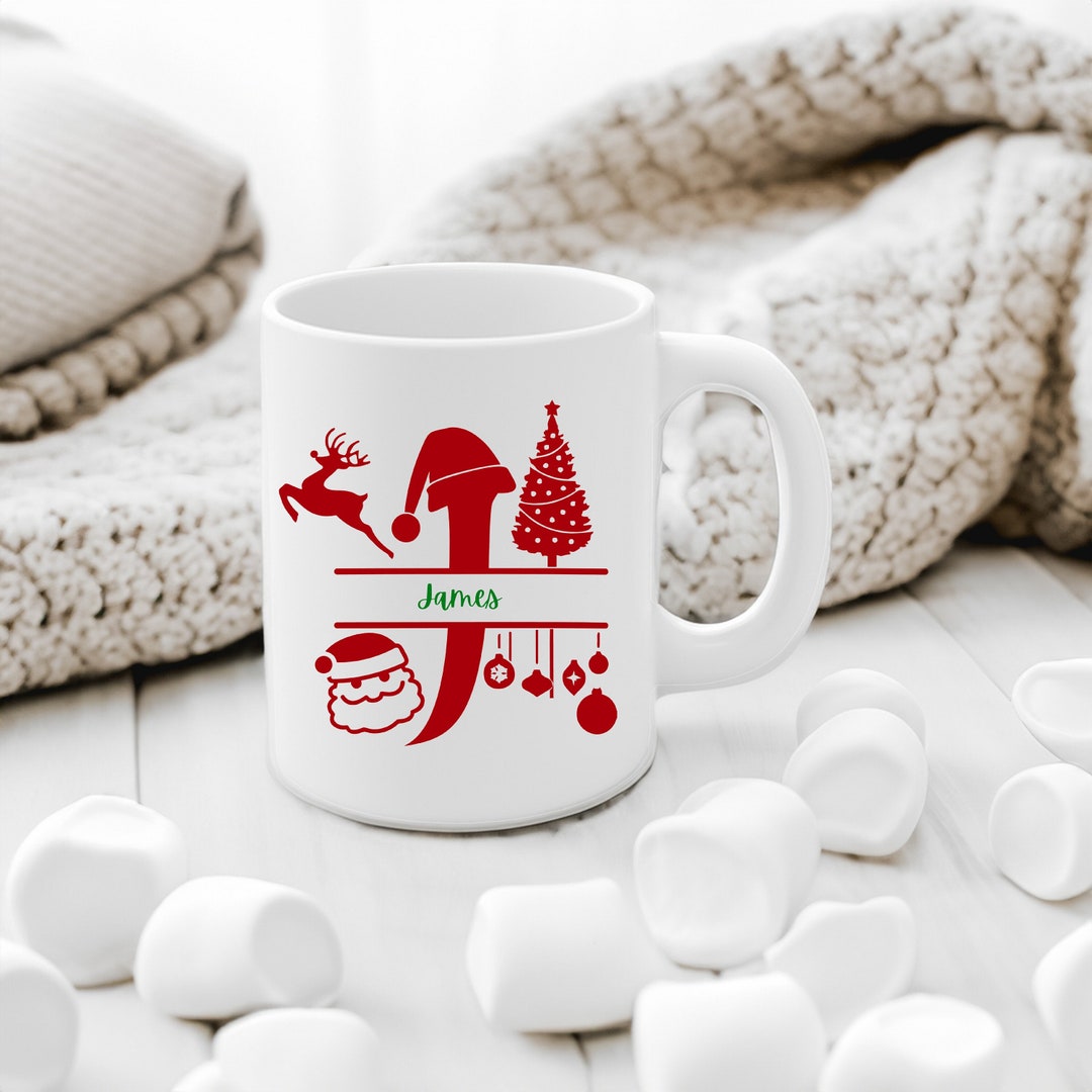 Personalized Monogram Christmas Mug, Custom Initials Mug, Customized ...