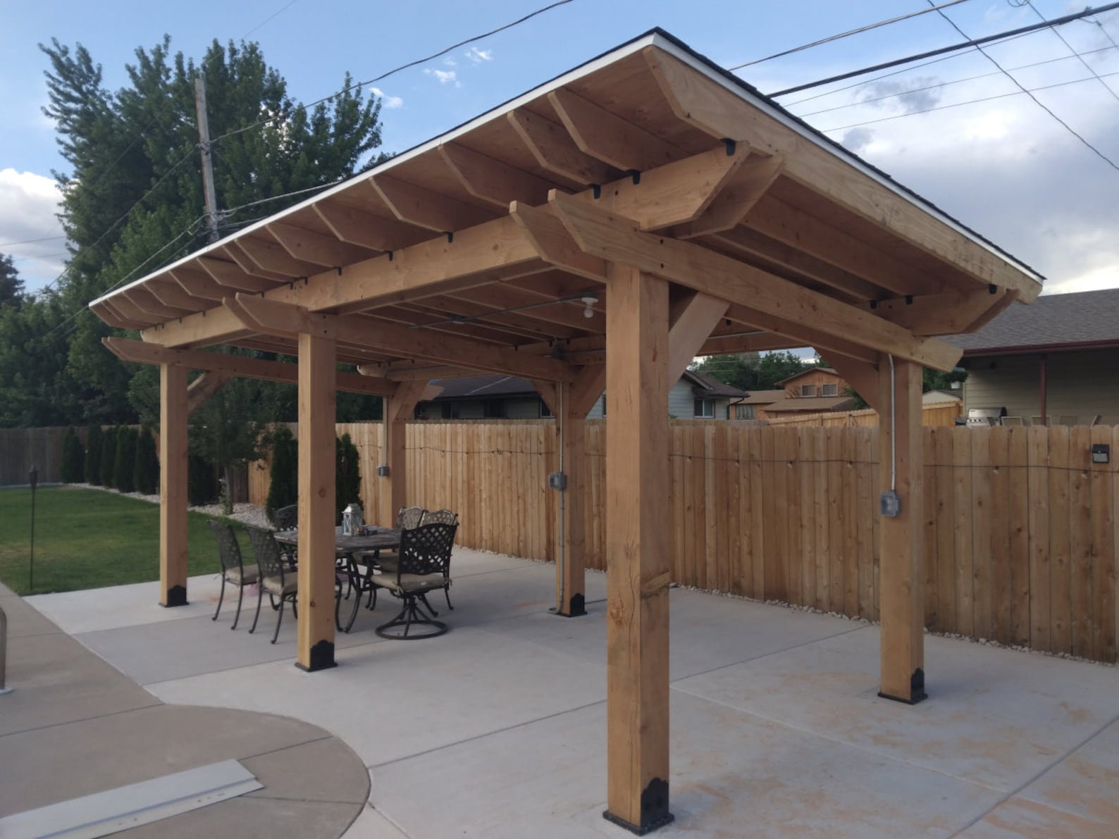 12x24 Lean-to Pergola Pavilion, Arbor Patio Cover, Backyard Home ...
