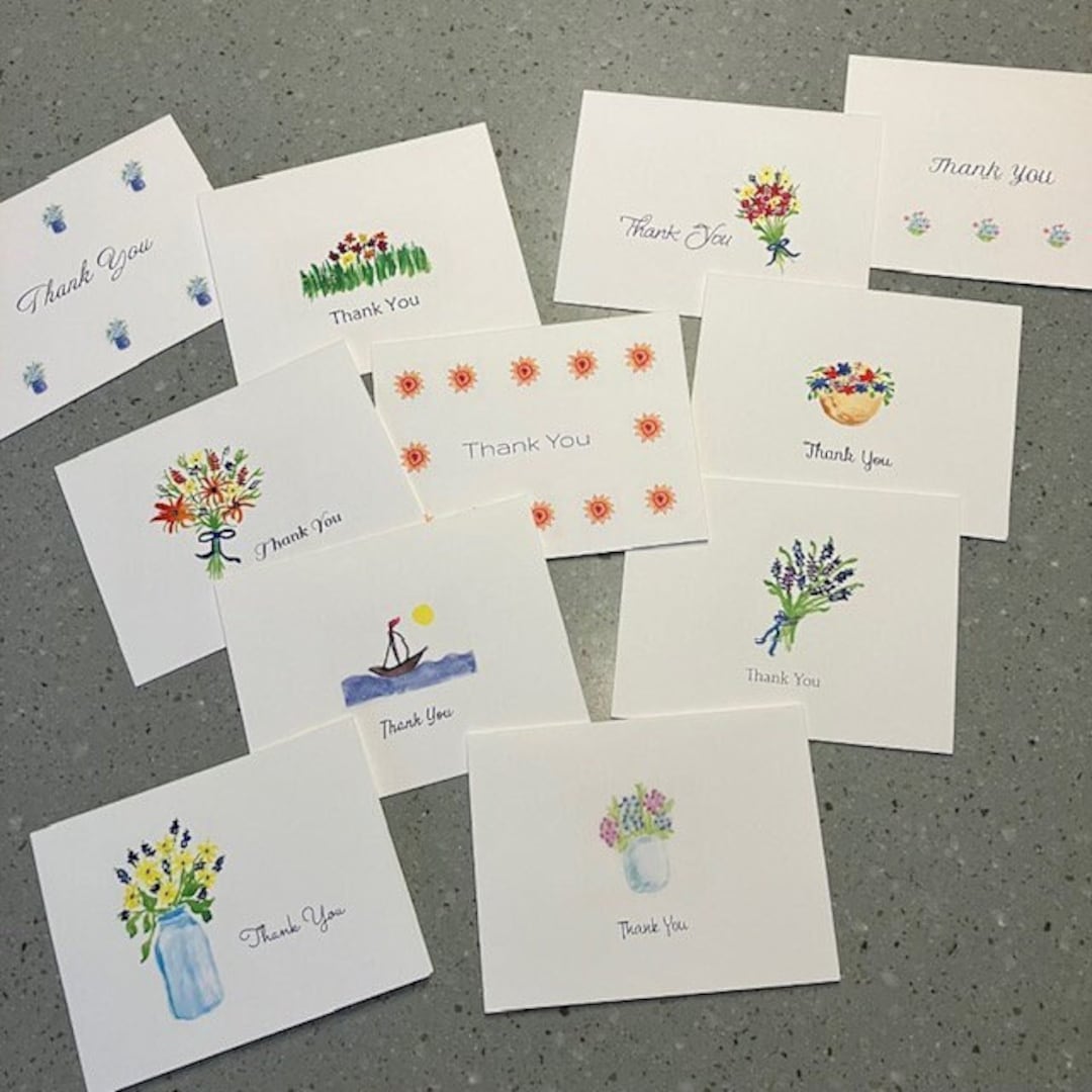 Hand-painted Watercolor THANK YOU Note Cards - Etsy
